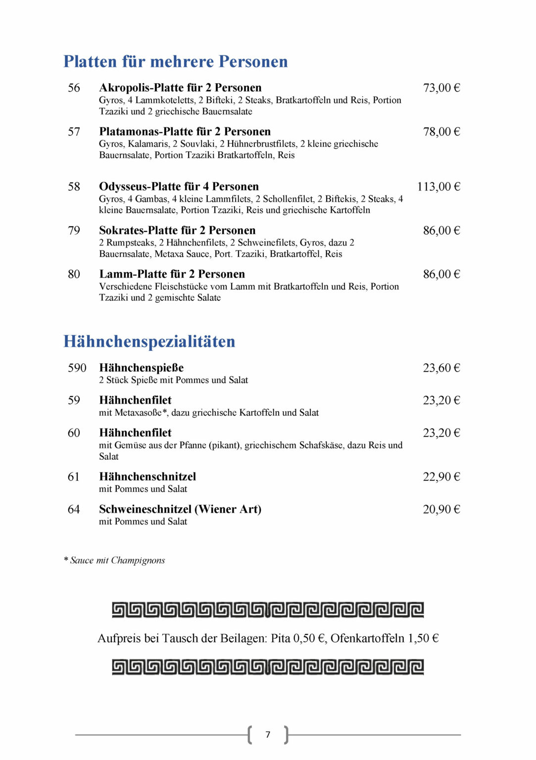 Speisekarte – Restaurant DELPHI