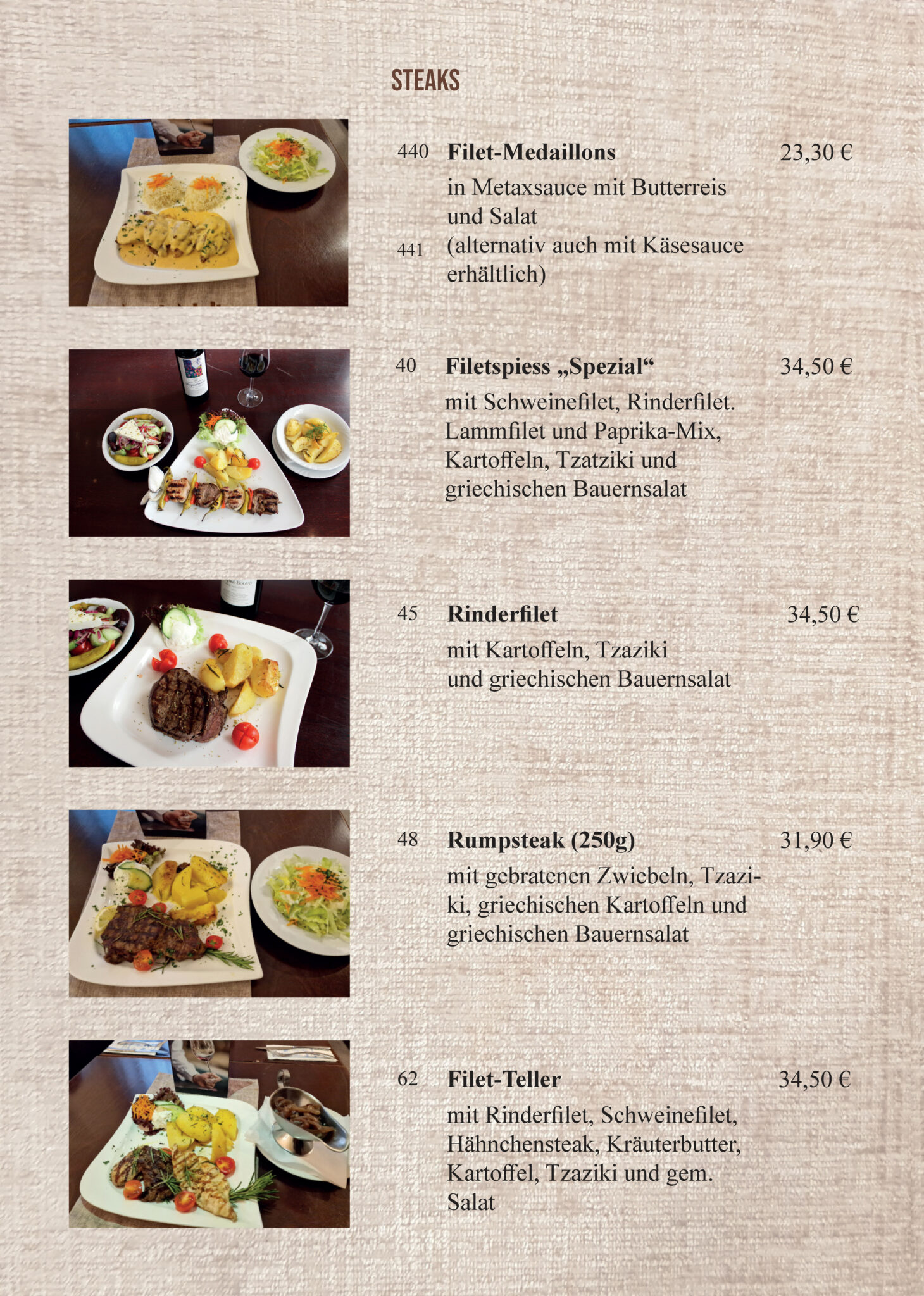 Speisekarte – Restaurant DELPHI