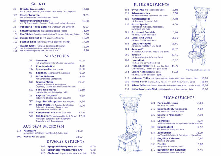 Speisekarte – Restaurant DELPHI